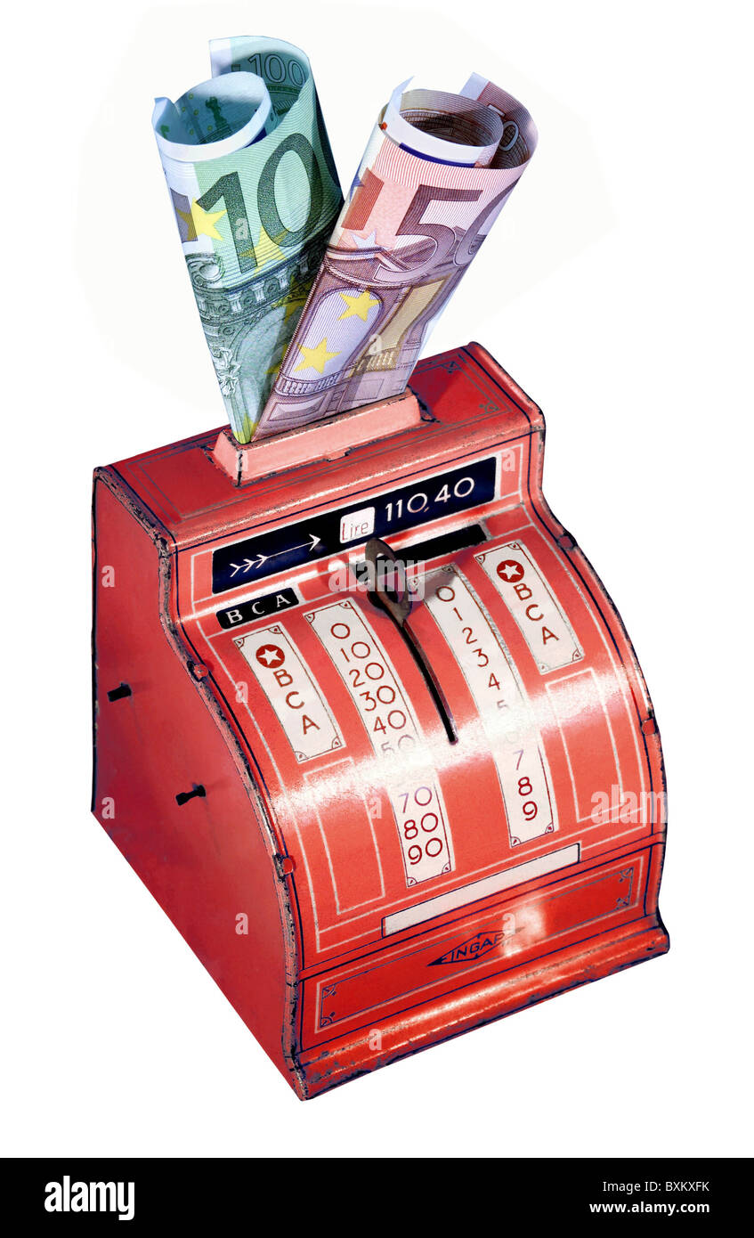 money / finance, money box, Italian cash register (circa 1930) with ...