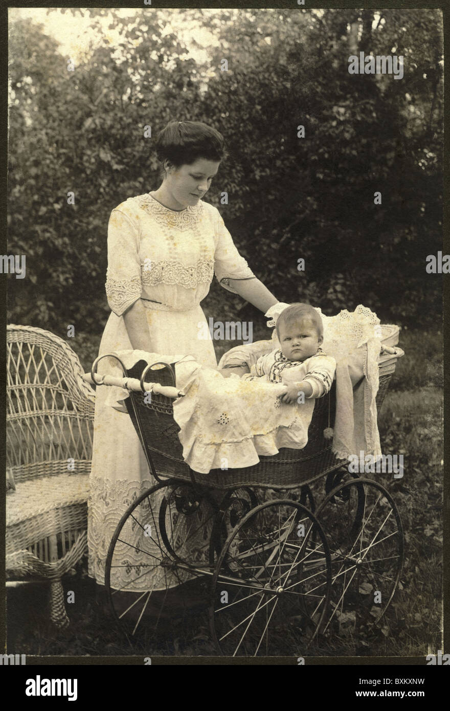 people, mother with baby, Helmstorf, Mecklenburg, Germany, 1912 ...