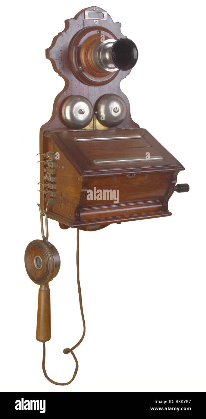 technics, telephones, wall desk telephone, Berlin, Germany, circa 1900 ...