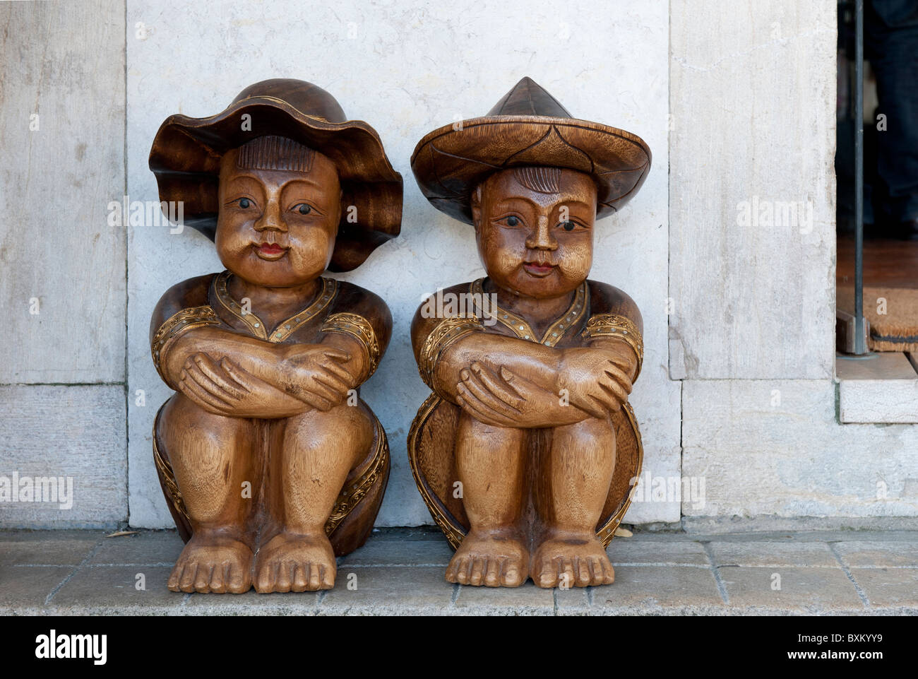Wooden figures outside a shop in Sintra Portugal Stock Photo - Alamy