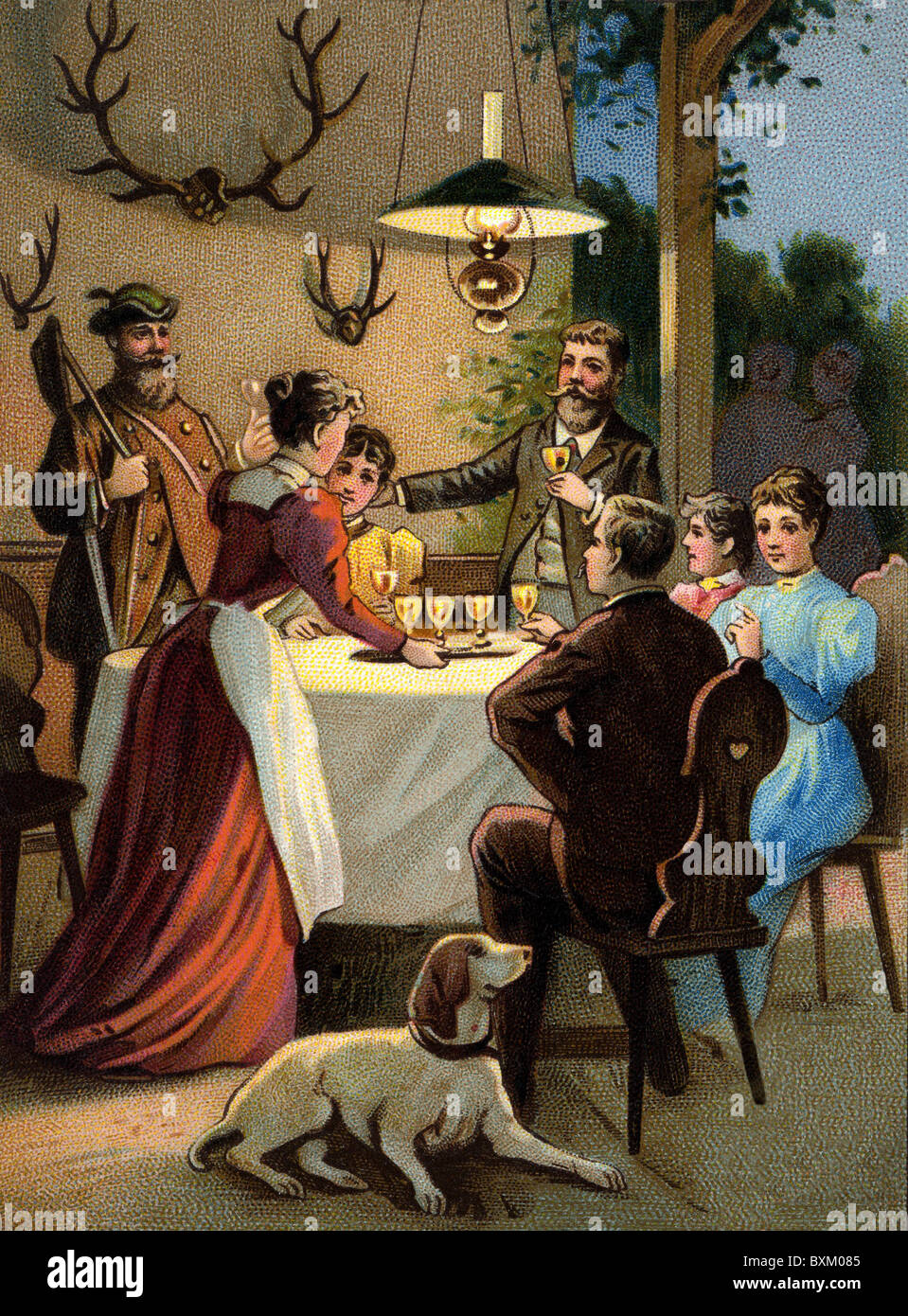 hunting, hunting party, advertising image, collection card of Liebig ...