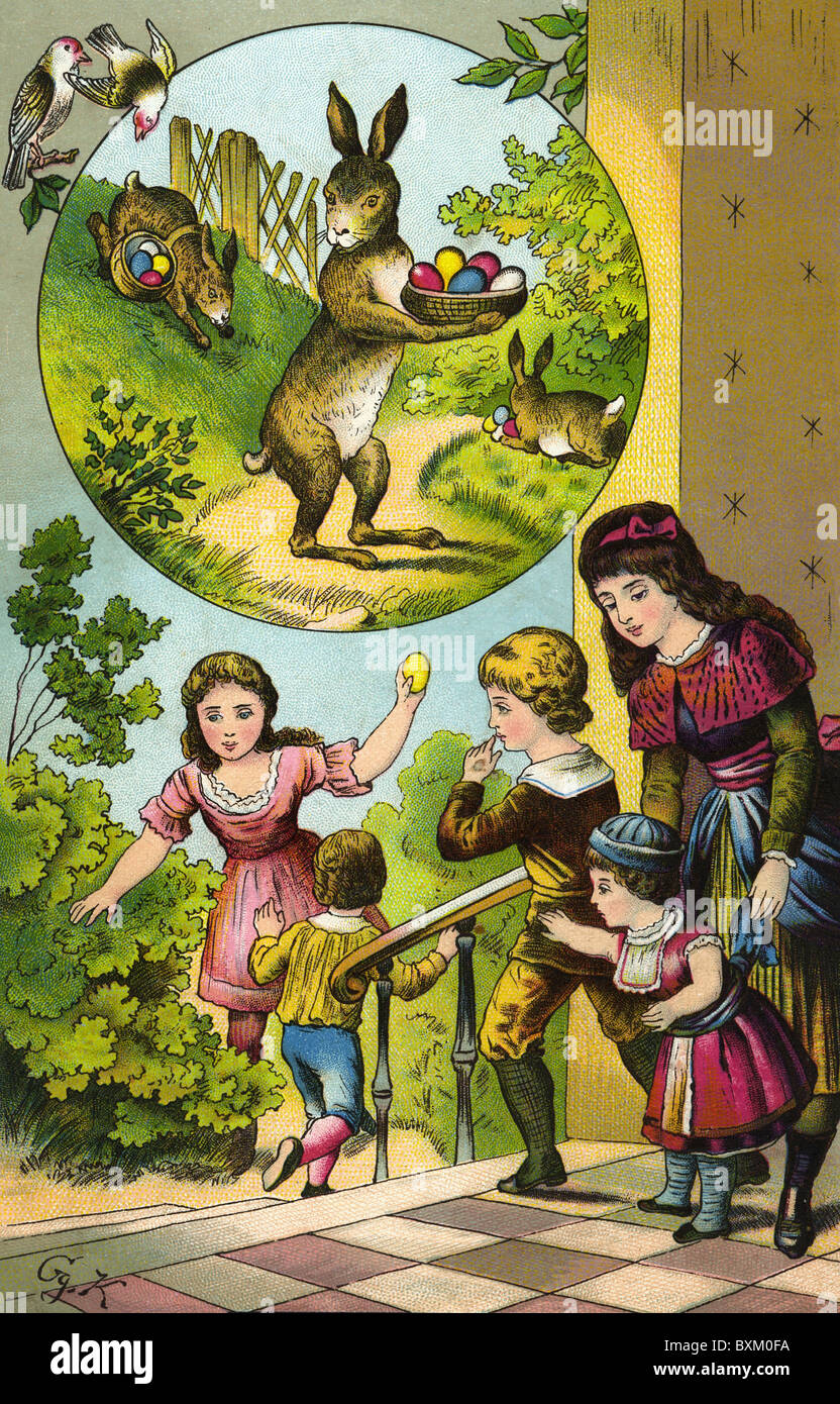 tradition / folklore, Germany, children looking for Easter eggs ...