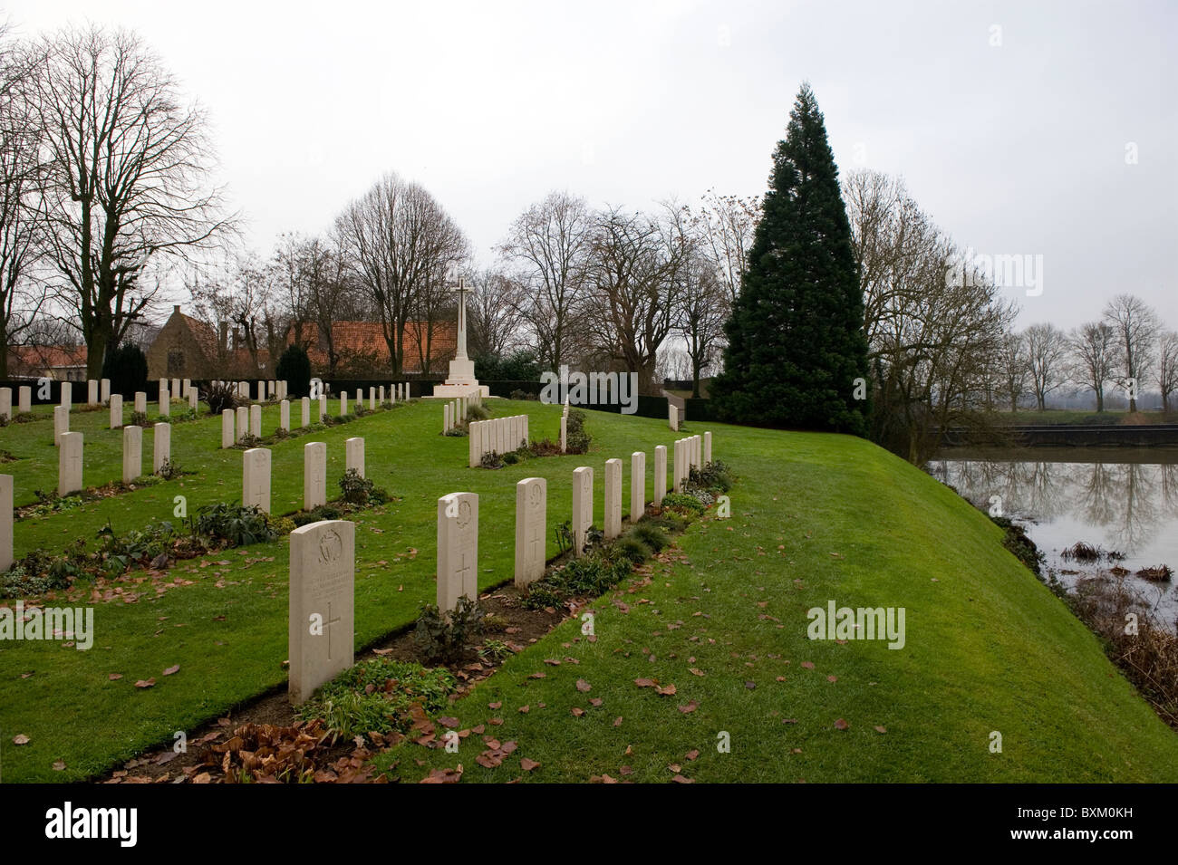 Ieper, Ypres in Belgium. The Ramparts Commonwealth War Graves Cemetery ...