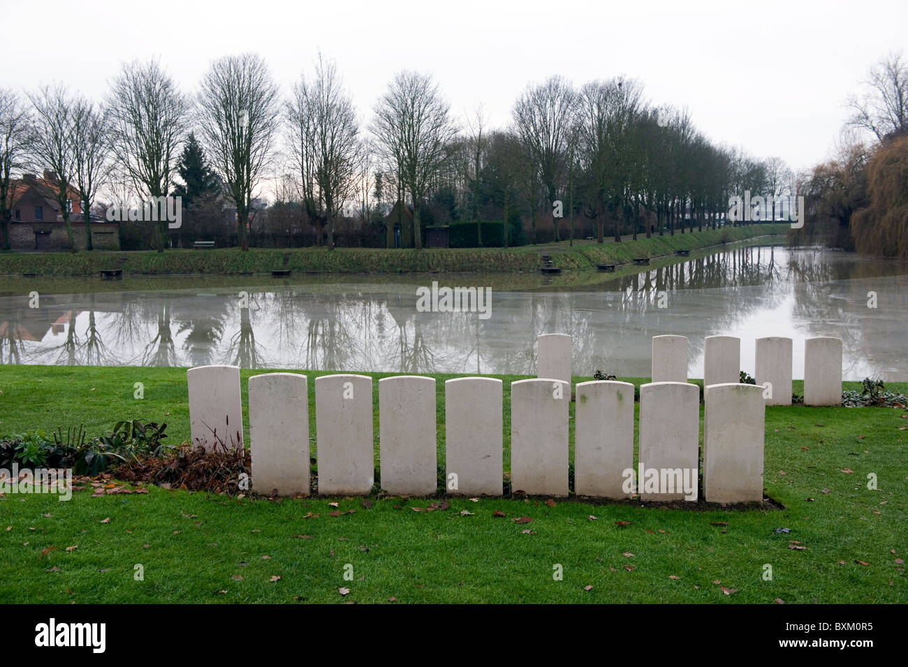 Ieper, Ypres in Belgium. The Ramparts Commonwealth War Graves Cemetery ...