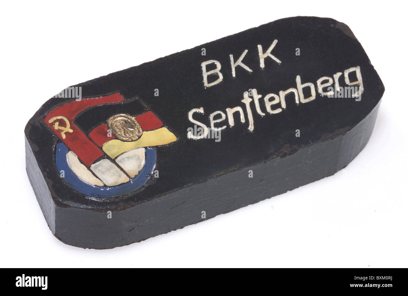 mining, coal mining, decorated brown coal briquet, with the emblem of ...