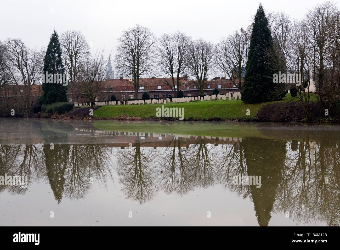 Ieper, Ypres in Belgium. The Ramparts Commonwealth War Graves Cemetery ...