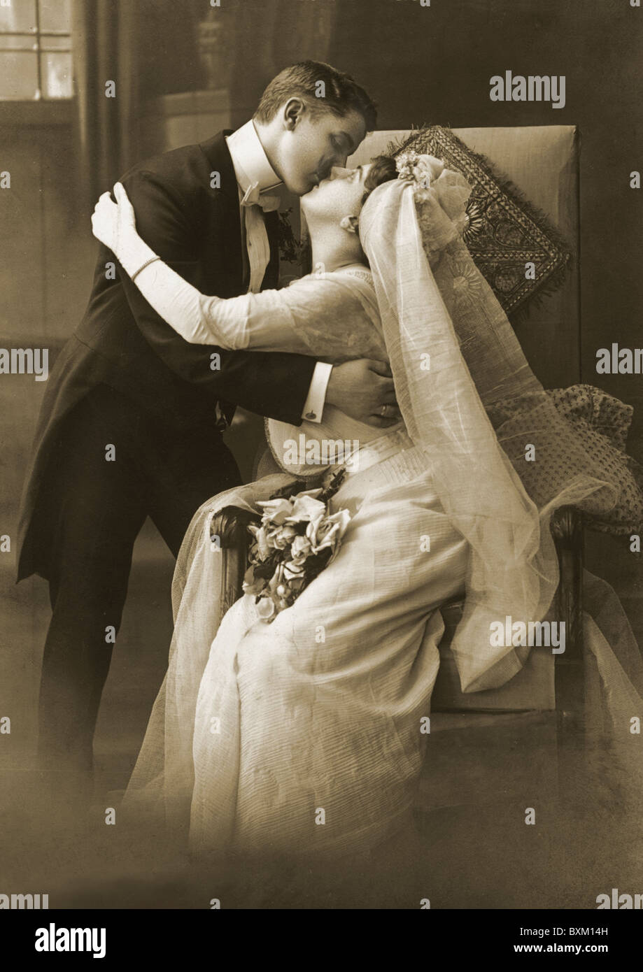 people, couples, wedding couple, full length, Germany, 1910, Additional ...