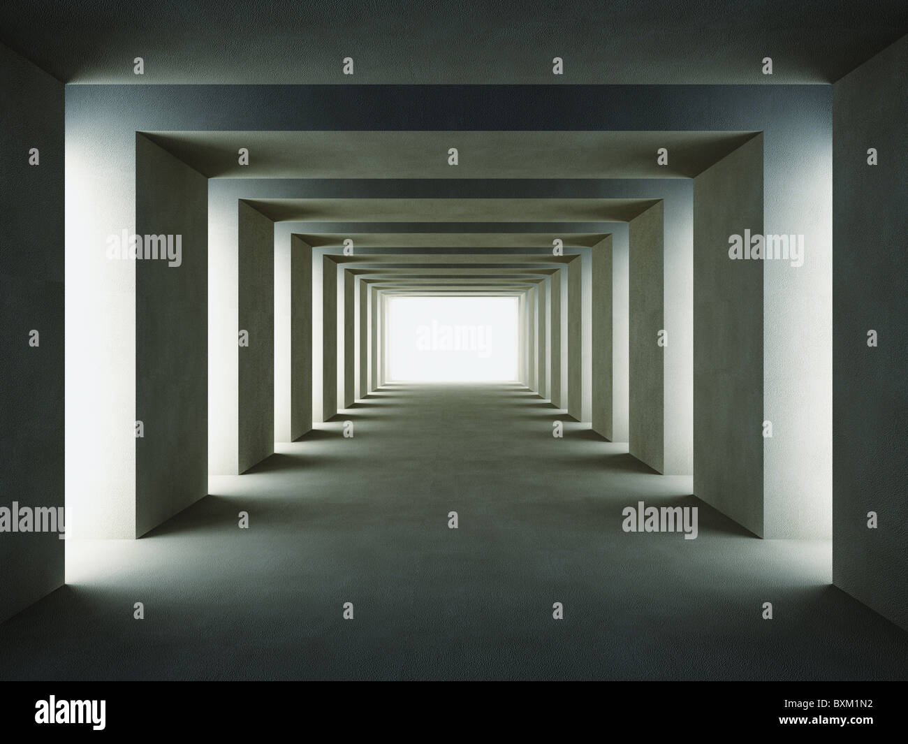 3d image of dark tunnel with lateral lights Stock Photo - Alamy