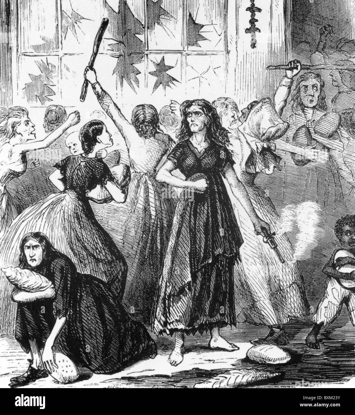 AMERICAN CIVIL WAR Engraving in Union magazine showing bread riots ...