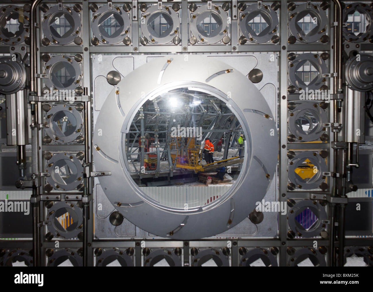 window apertures with view of construction of new forecourt building ...