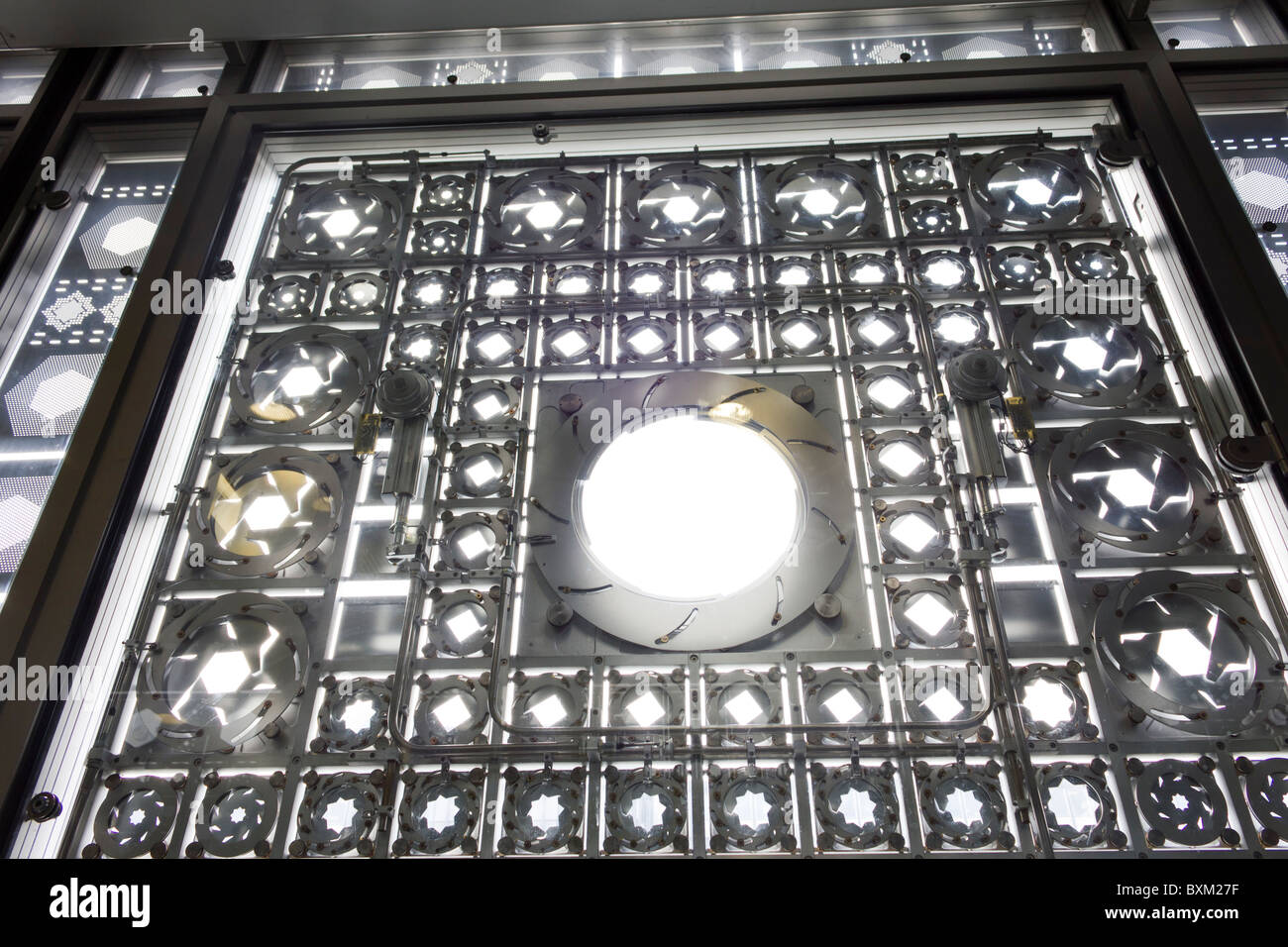 window apertures, Institut du Monde Arabe building, Paris, France Stock ...