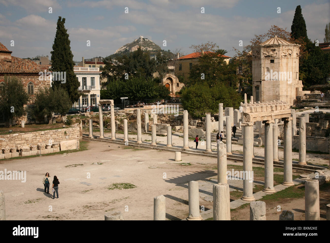 Tower of the Winds at the Roman Forum of Athens in Greece Stock Photo ...