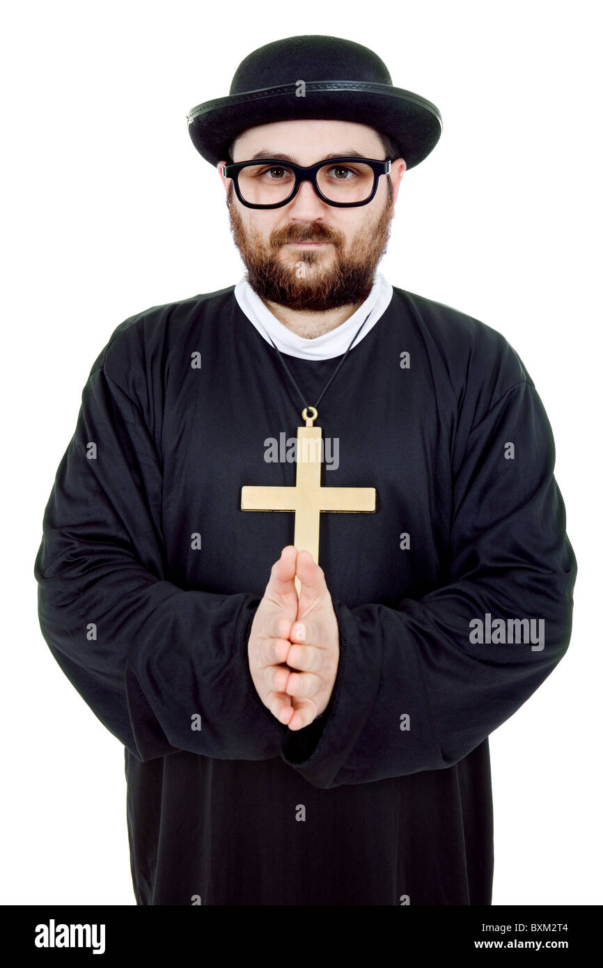 young man dressed as priest, isolated on white Stock Photo - Alamy