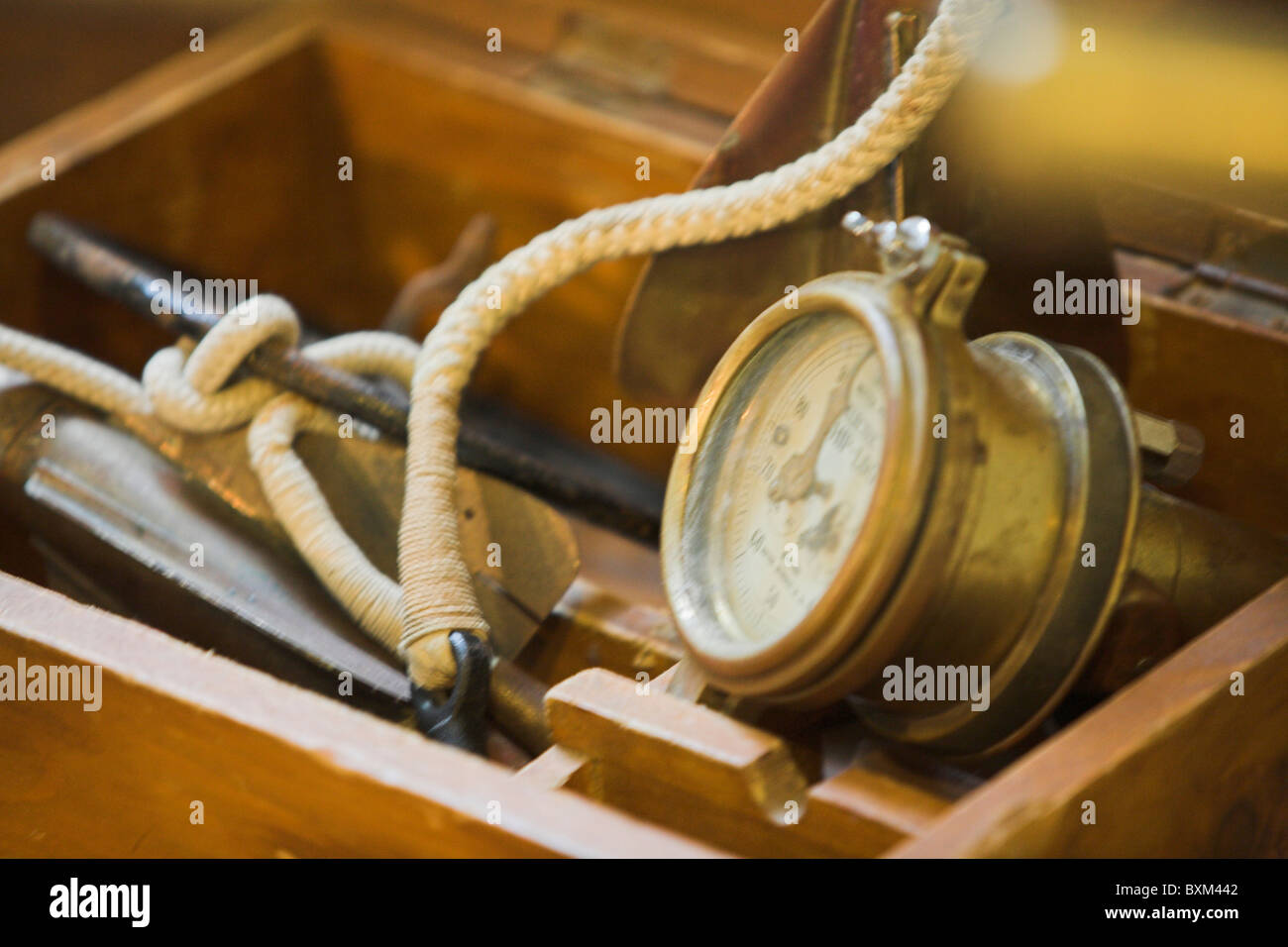Stock Photo of Nautical Instruments in Wooden Chest Stock Photo - Alamy