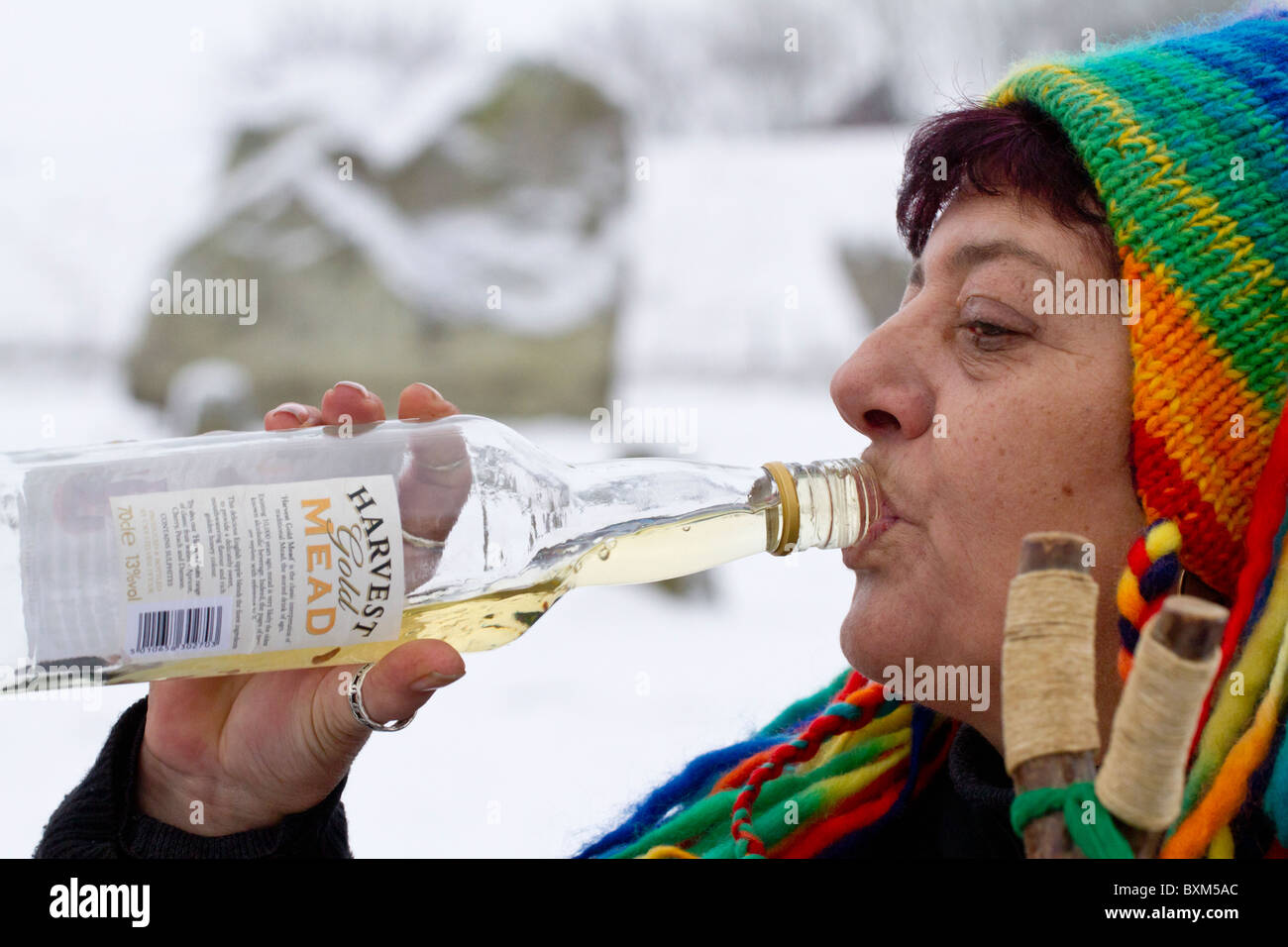 Druid taking a ritual sip of mead to celebrate the Winter Solstice at ...