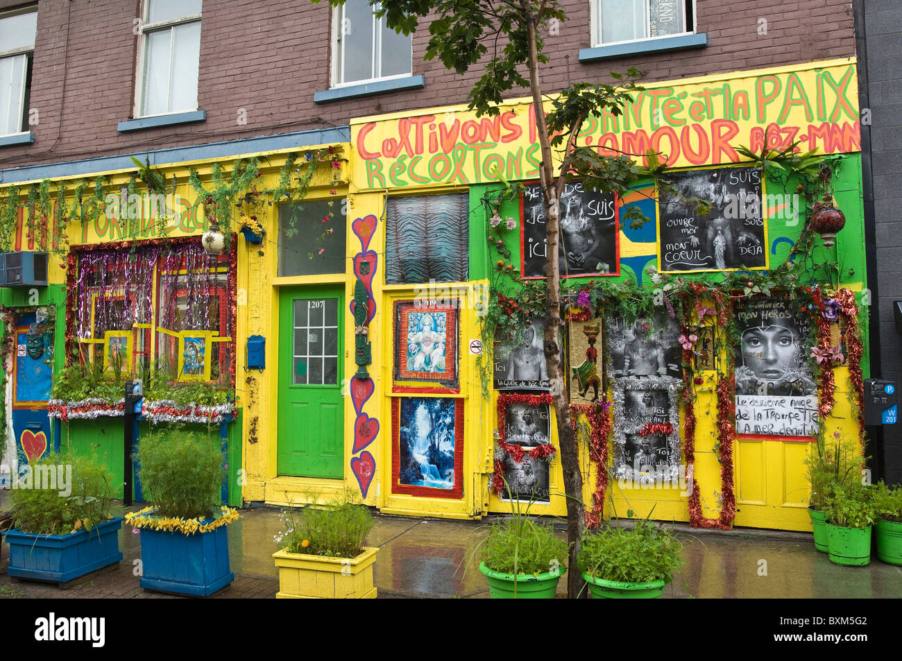Montreal, Canada. Odd colored shops Stock Photo - Alamy