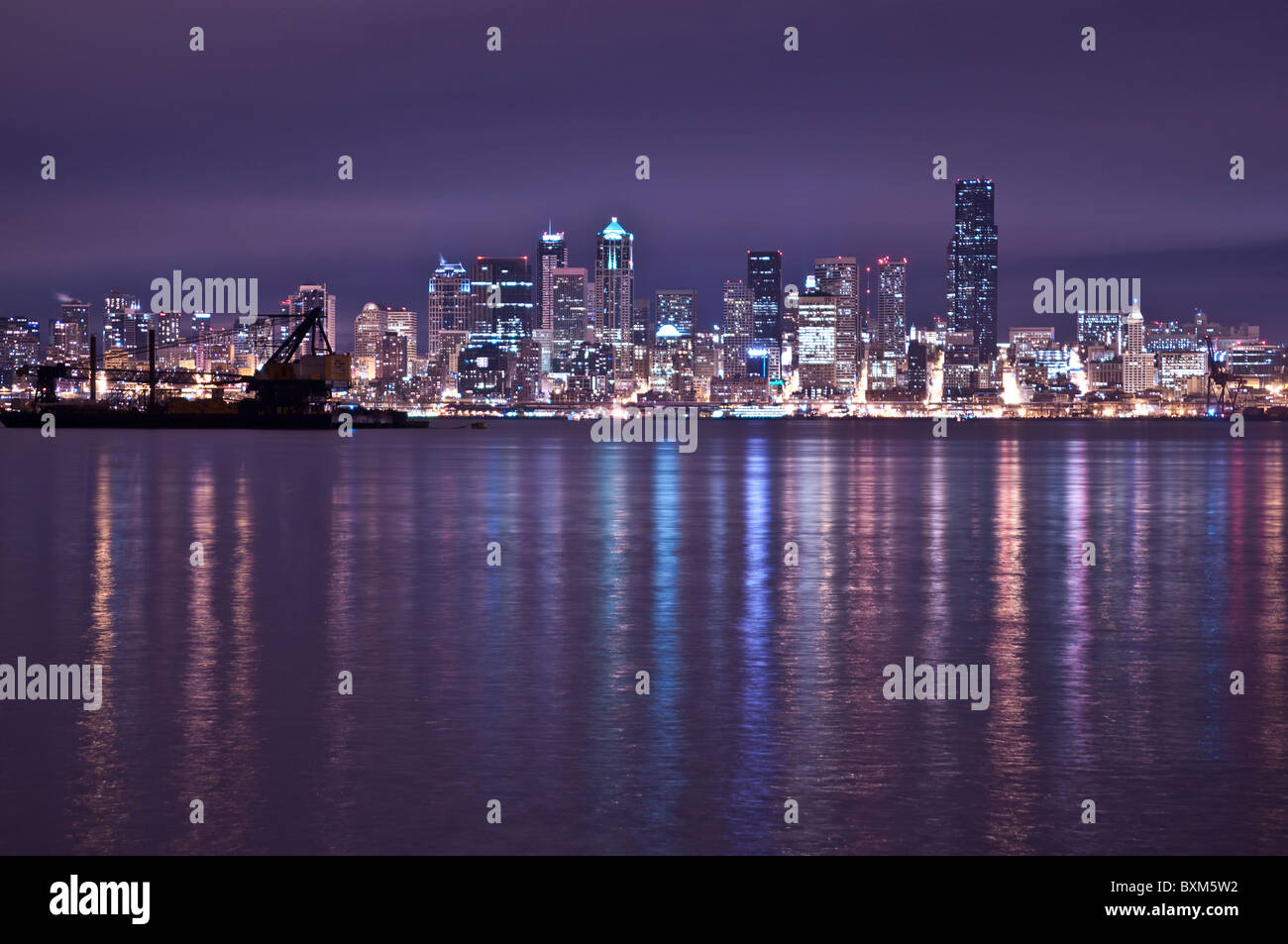 Seattle Skyline at Night Stock Photo - Alamy