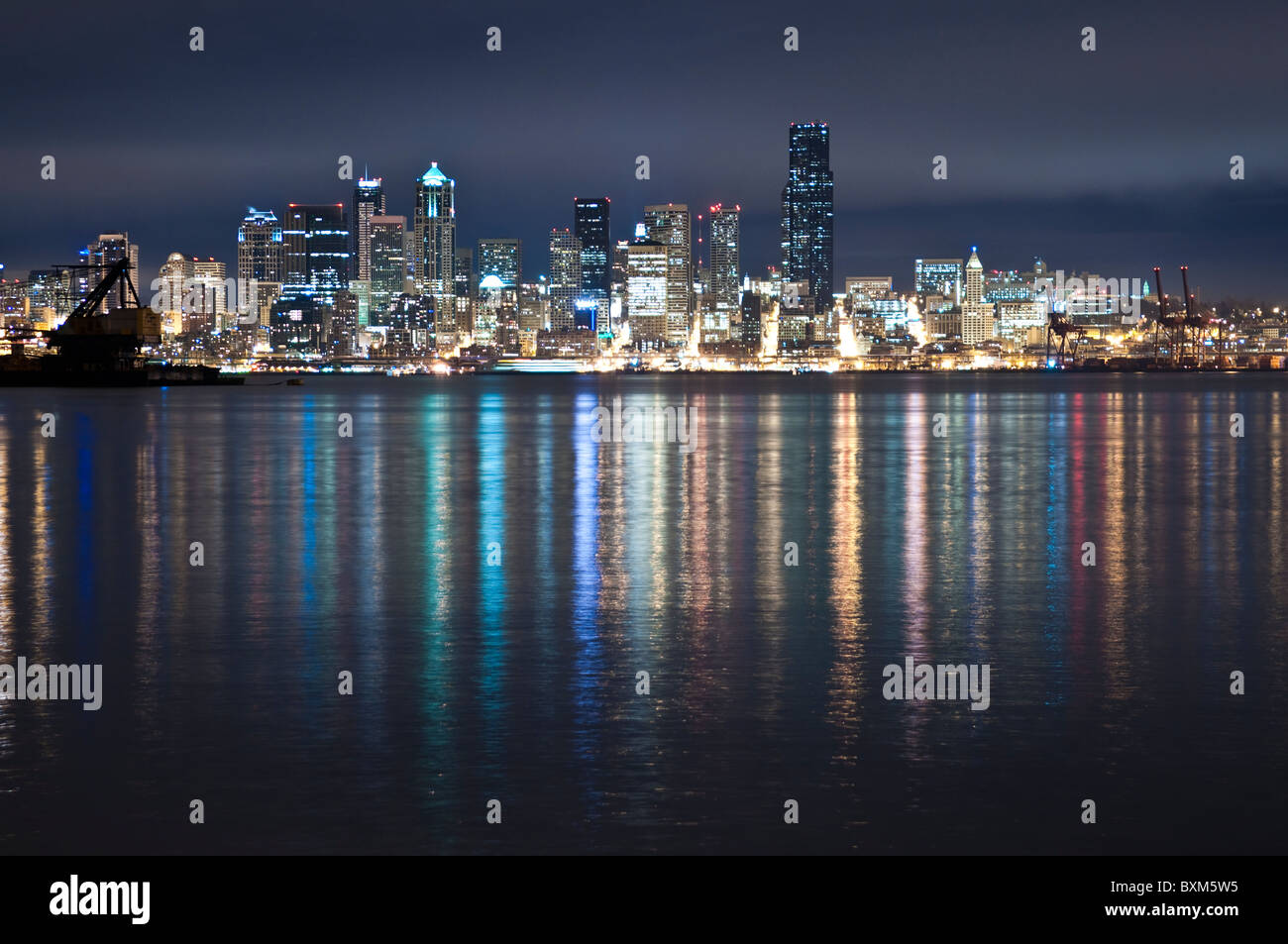 Seattle Skyline at Night Stock Photo - Alamy
