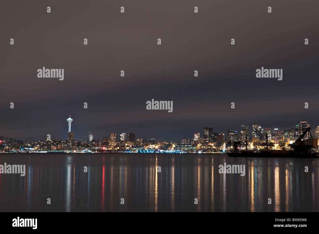 Seattle Skyline at Night Stock Photo - Alamy