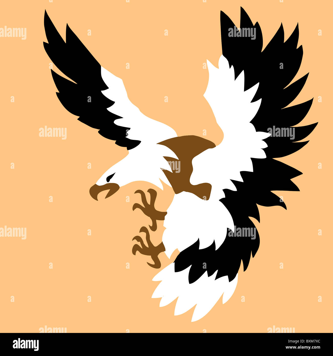 vector silhouette of the ravenous bird on white background Stock Photo ...