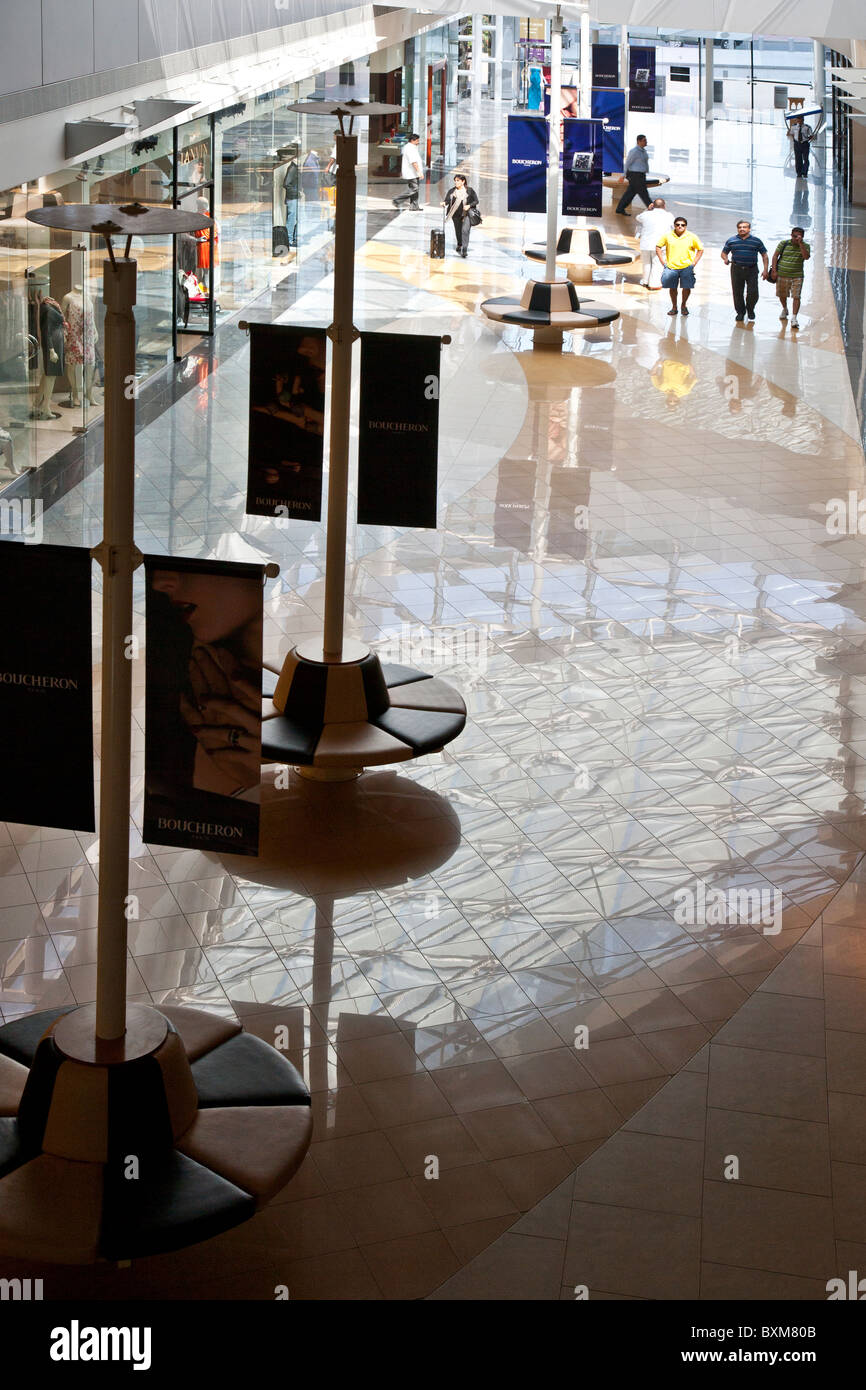Elevated view inside the Emirates Towers Boulevard, one of the most ...