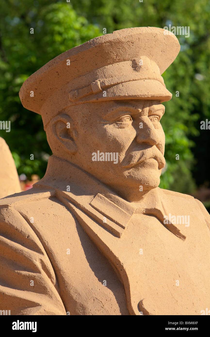 Detail of a sand sculpture of Joseph Stalin the All-Russian Exhibition ...
