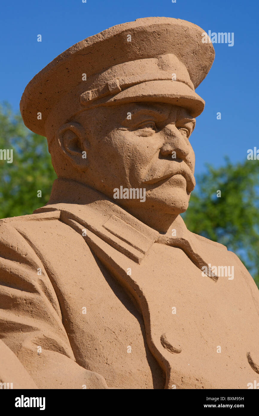 Detail of a sand sculpture of Joseph Stalin the All-Russian Exhibition ...