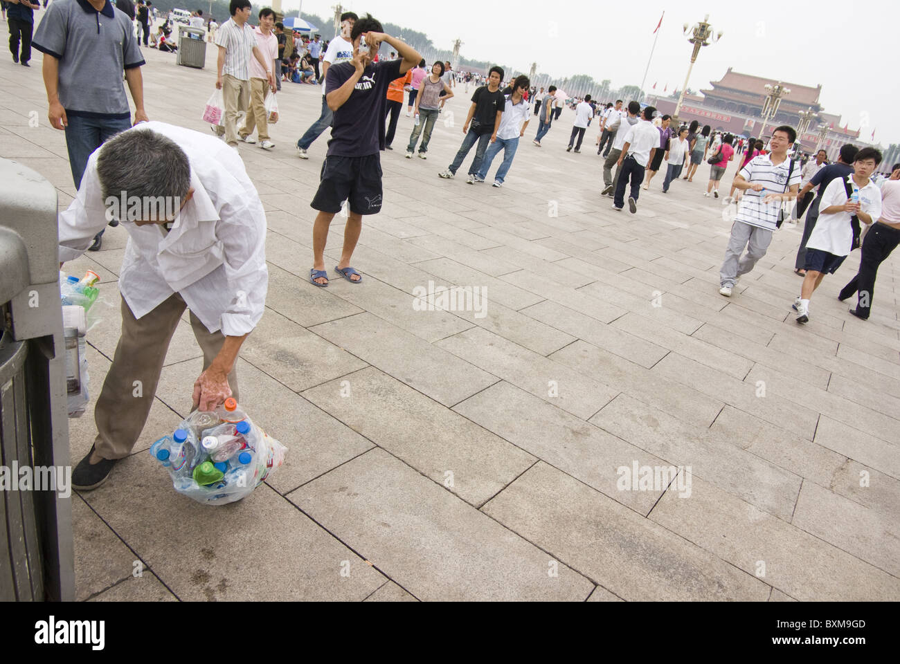 man collecting garbage on tiananmentsquare,beijing,china Stock Photo ...