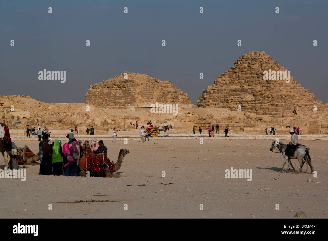 Cairo Giza Egypt Africa Pyramids Camels Tourists Stock Photo - Alamy