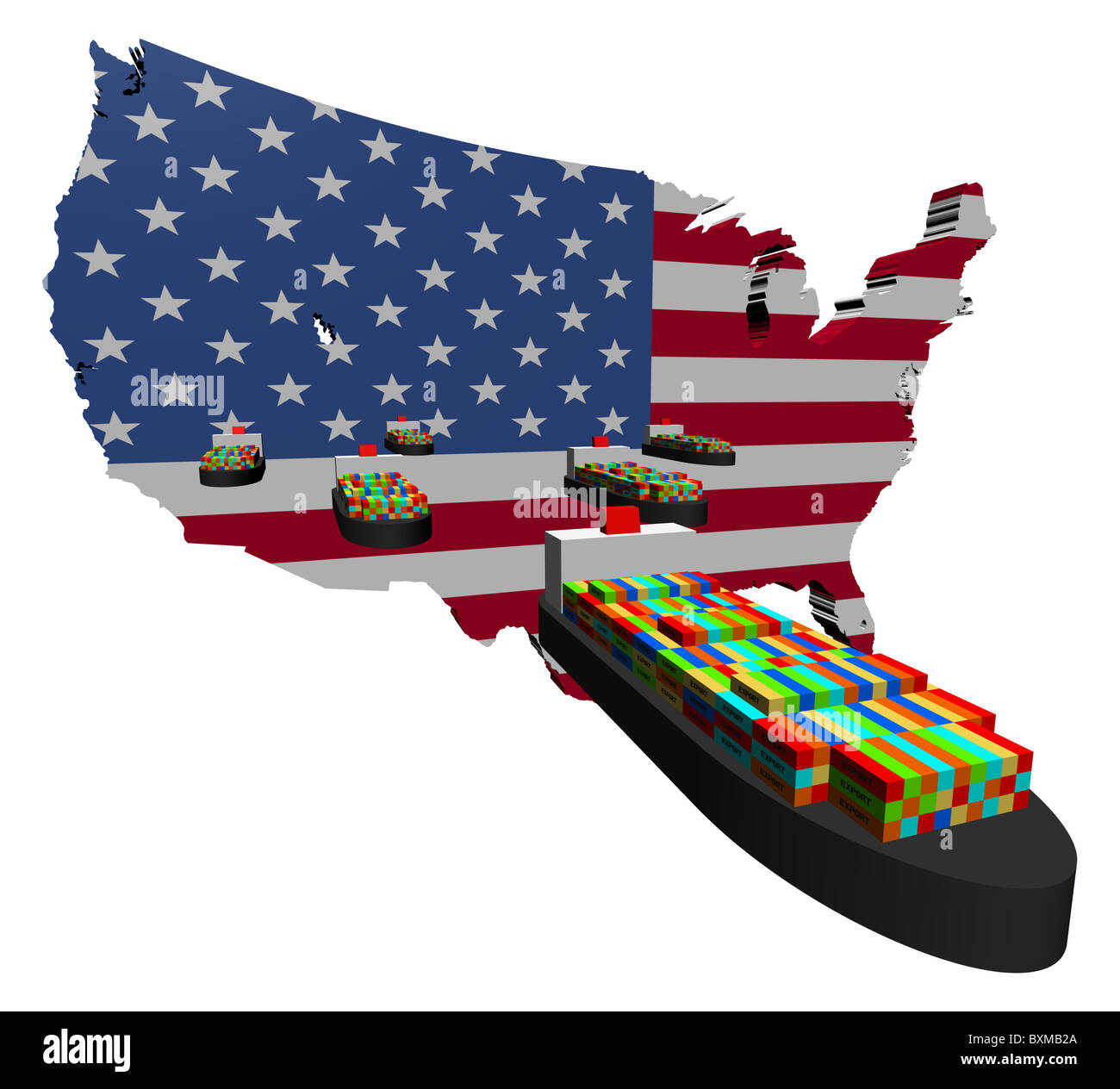 American export with container ships illustration Stock Photo - Alamy