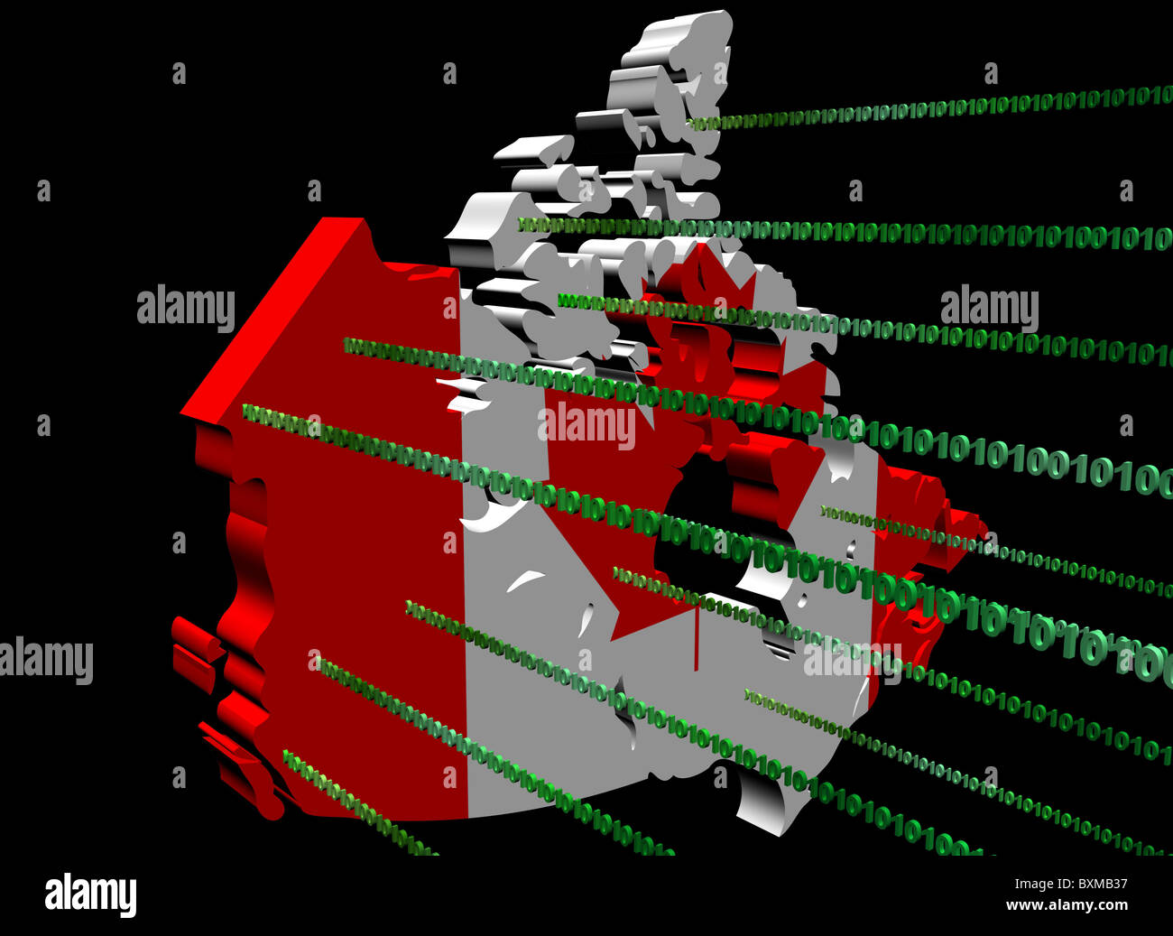 Canada map flag with green binary code illustration Stock Photo - Alamy