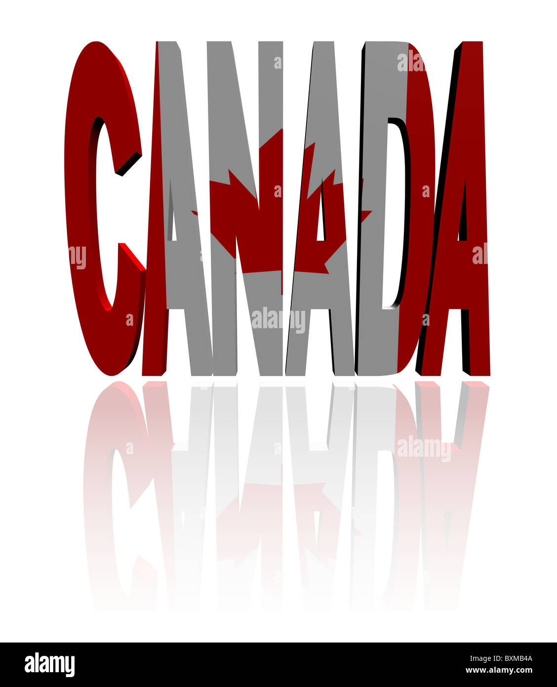 Canada text with Canadian flag illustration Stock Photo - Alamy