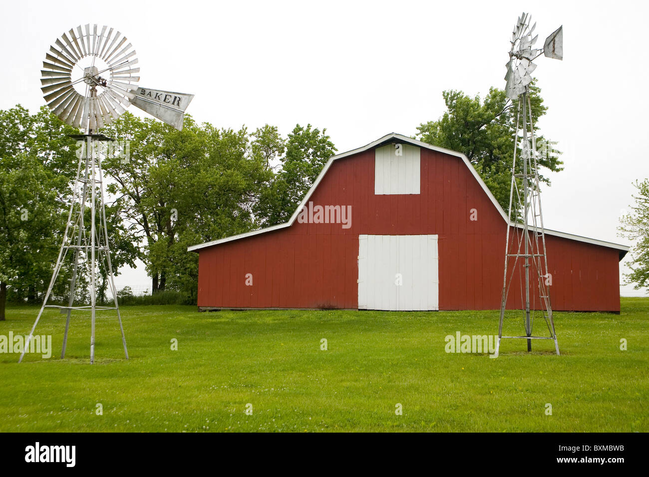 Barn and windmill Stock Photo - Alamy