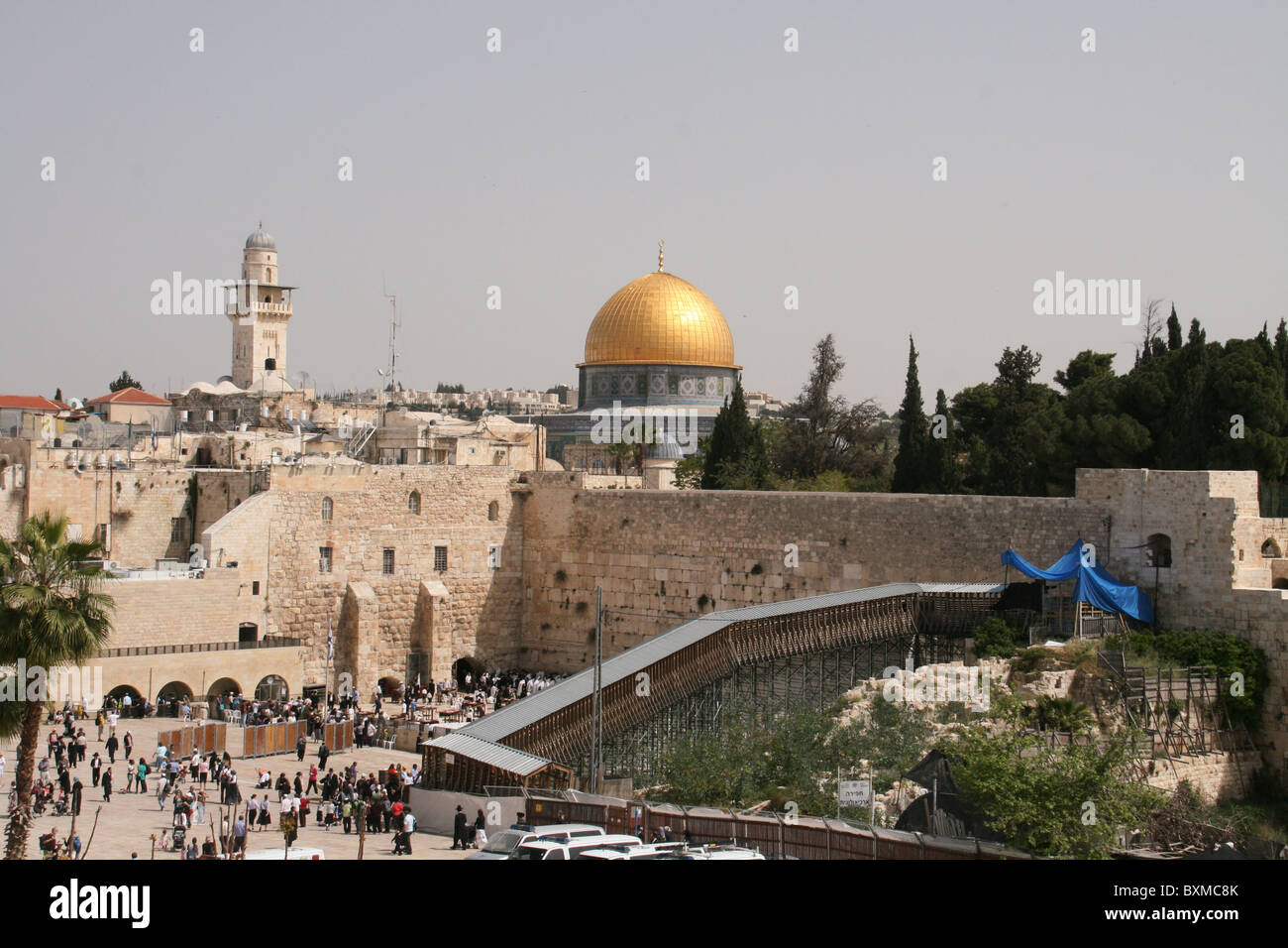 A view of the Temple Mount in Jerusalem, including the Western Wall and ...