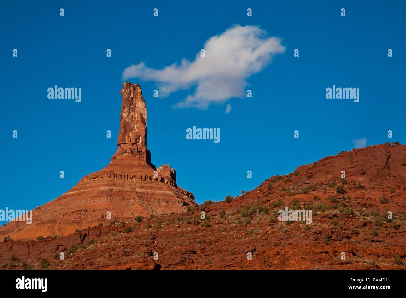 Cloud seems to spout from Castleton Rock, near Moab, Utah, USA Stock ...