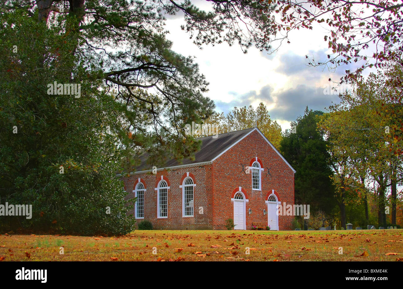 Historic Brick Church on a Fall Day Stock Photo - Alamy