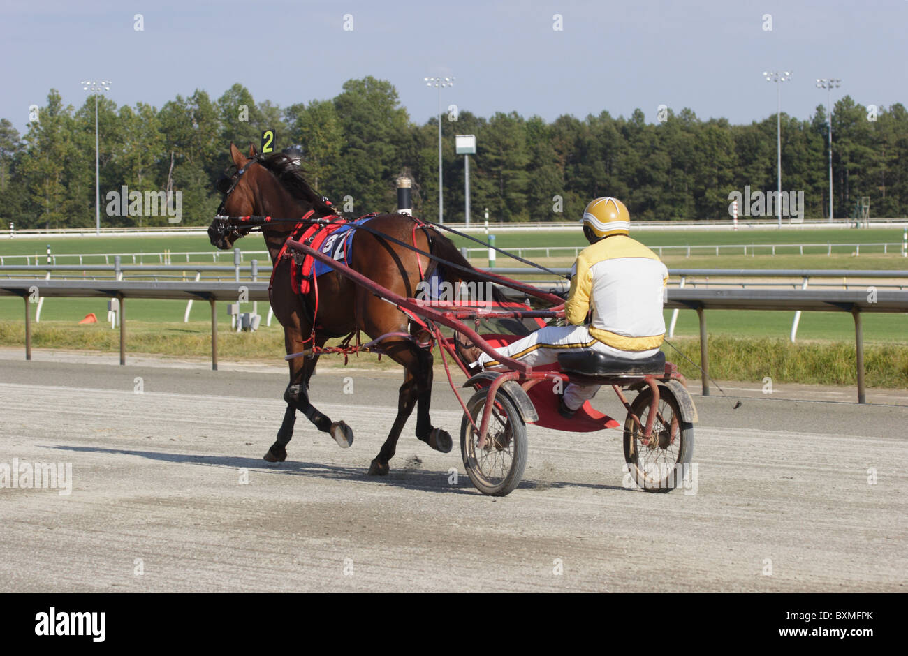 Harness racing at Colonial Downs racetrack in New Kent County, Virginia ...