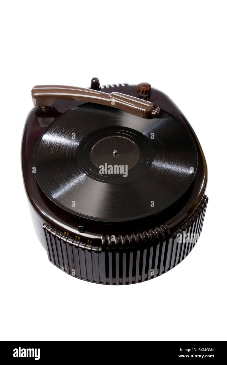 Retro vintage turntable isolated on white background Stock Photo - Alamy