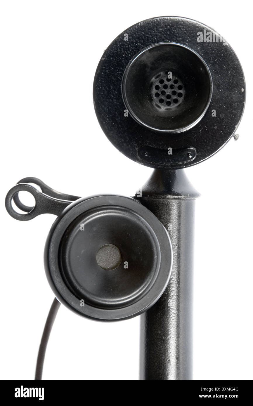 Close-up of vintage retro candlestick phone isolated on white ...