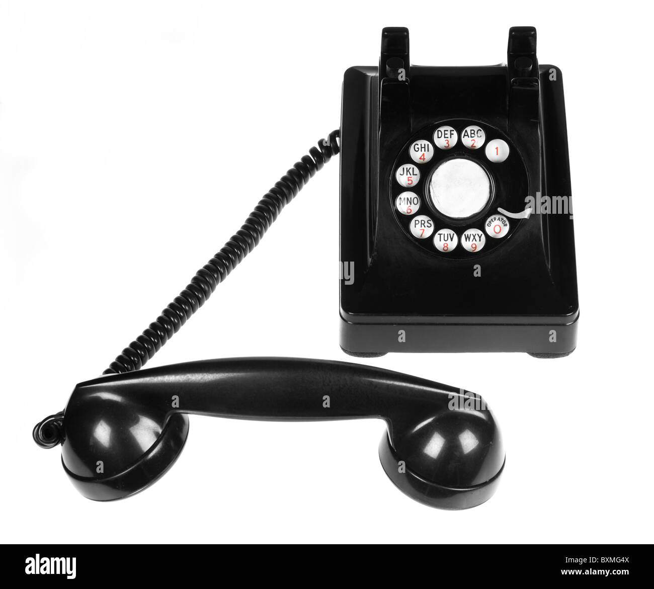 Vintage retro rotary telephone on white background Stock Photo - Alamy