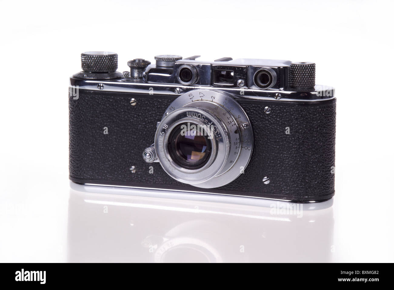 Vintage pocket rangefinder film camera isolated on white background ...