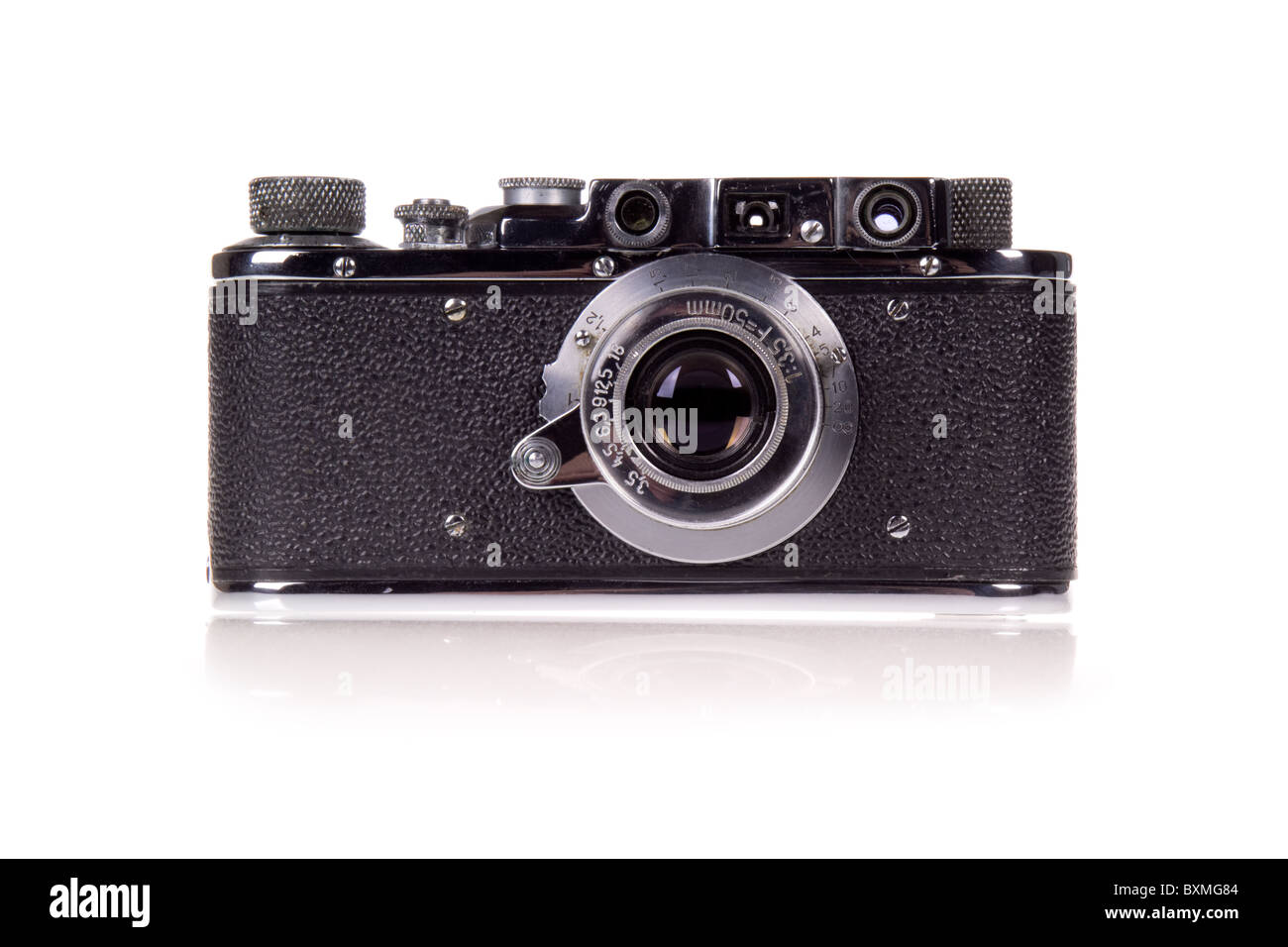 Vintage pocket rangefinder film camera isolated on white background ...