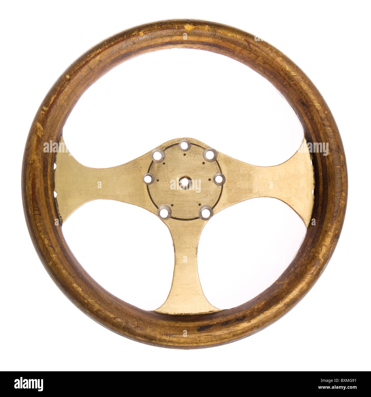 Retro race car steering wheel isolated on white Stock Photo - Alamy