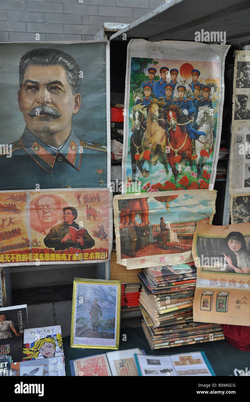 Posters and books for sale in Daxu ancient town, Southern China Stock ...
