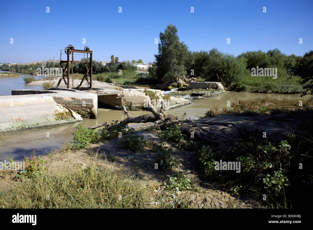 Old broken weir and rusty sluice gate hi-res stock photography and ...