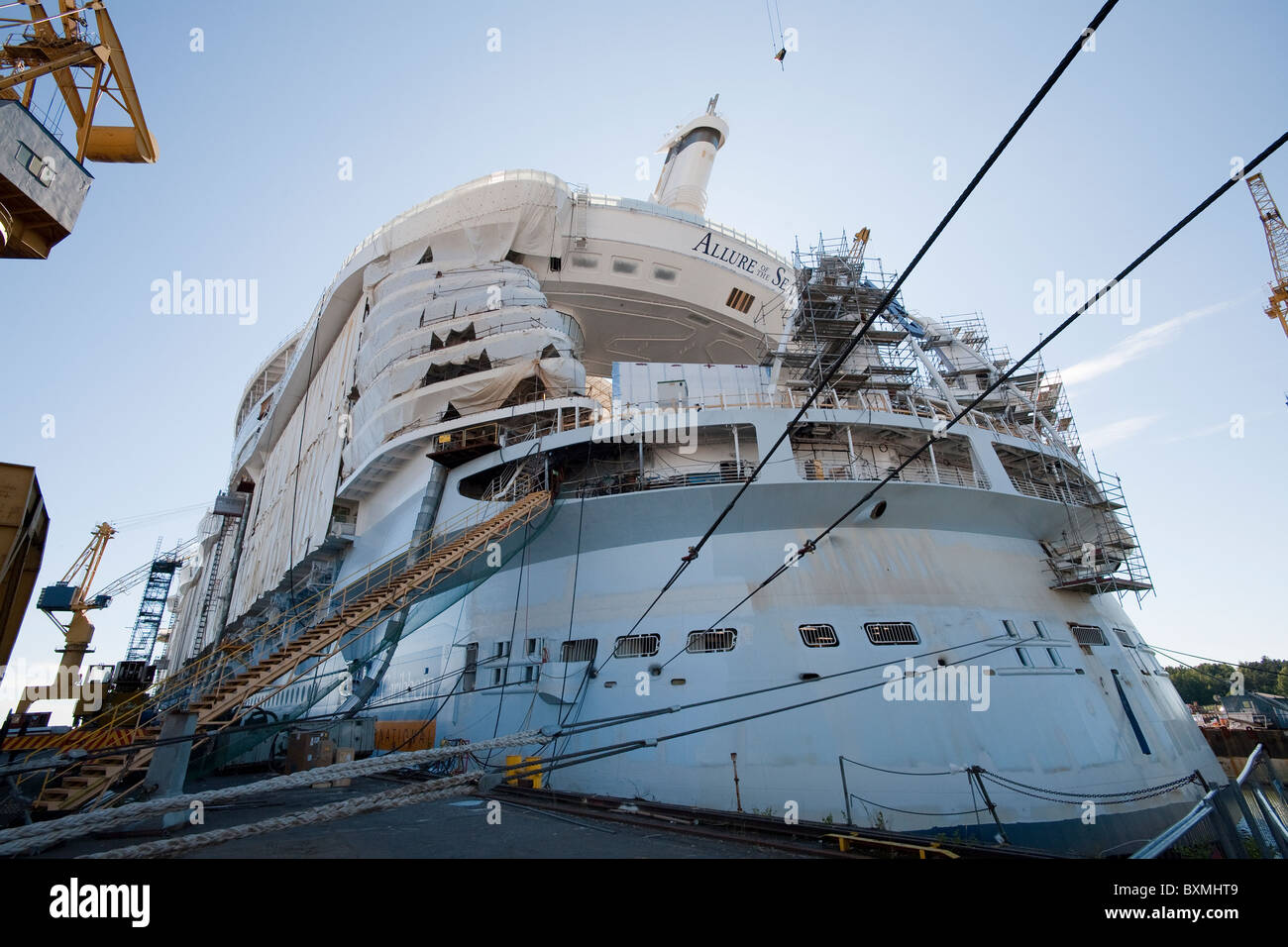 M/V Allure of the Seas under construction at STX Finland Stock Photo ...