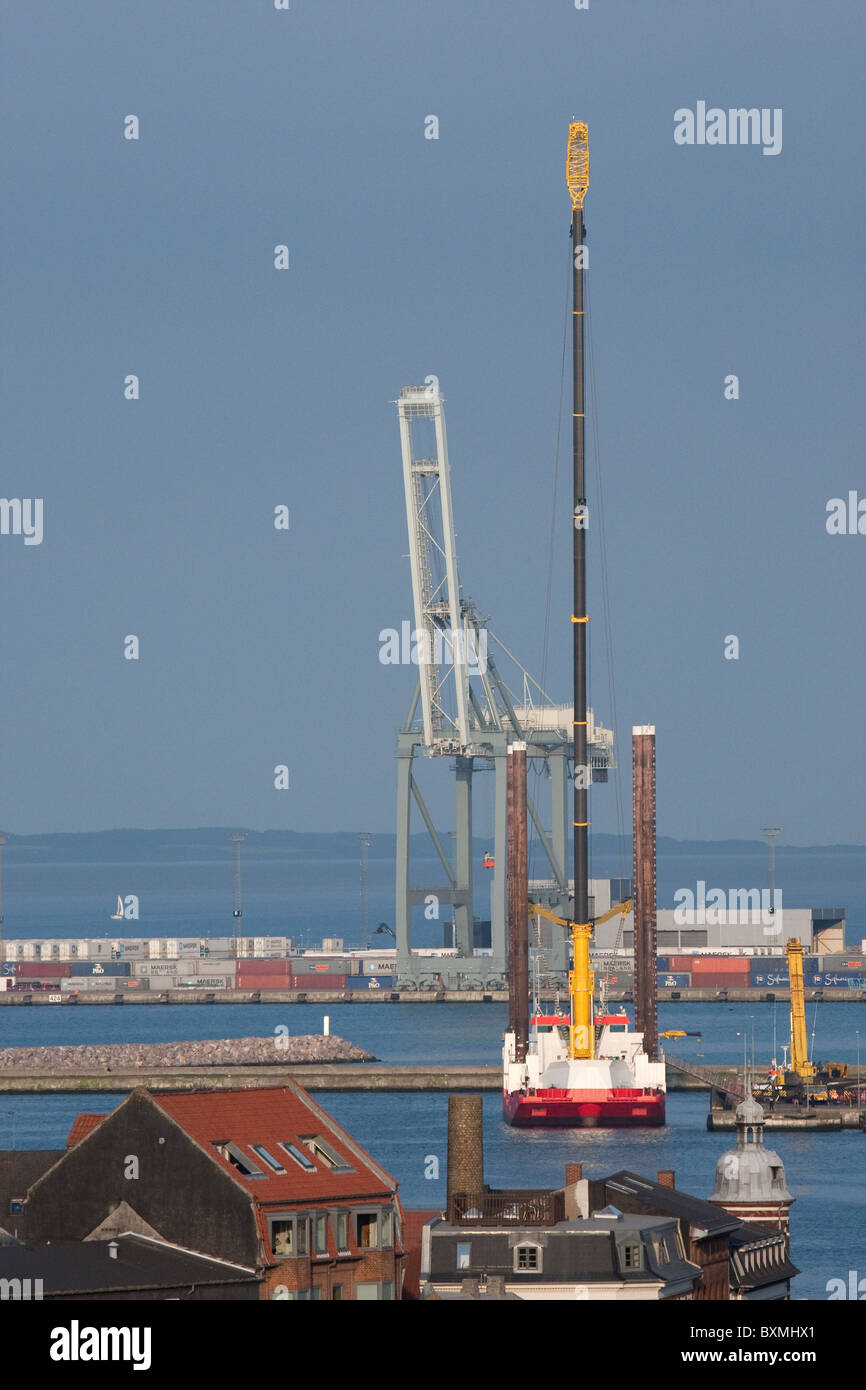 The Jack-Up floating crane M/V Wind at Aarhus Stock Photo - Alamy