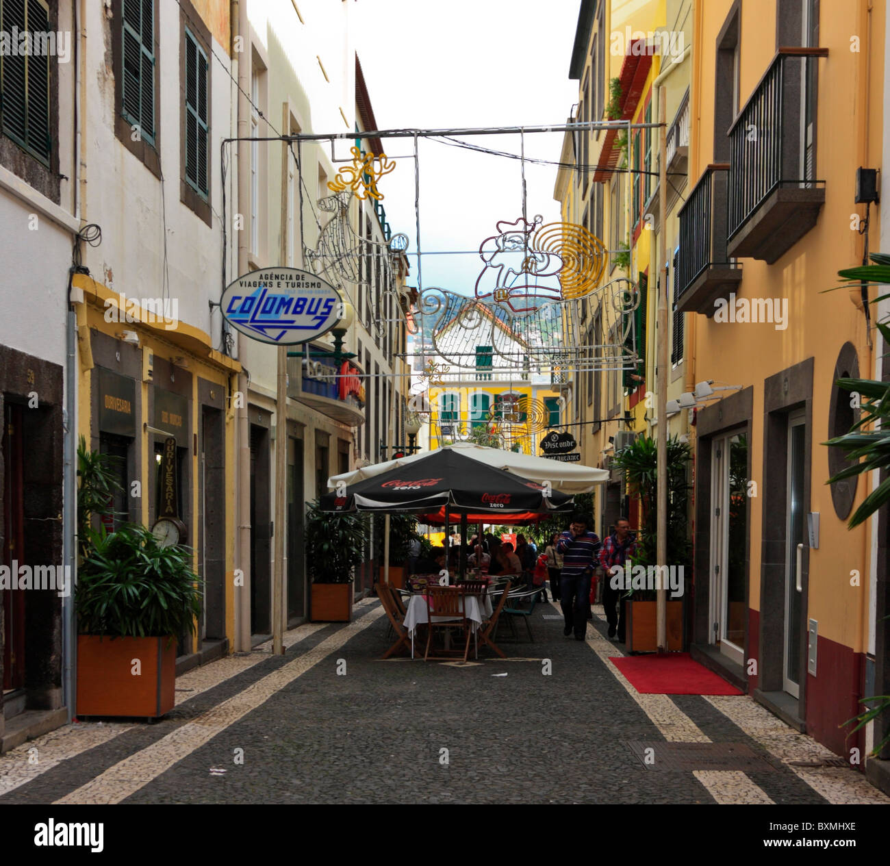 Pedestrian Alley in the historical old town of Funchal, Madeira Stock ...