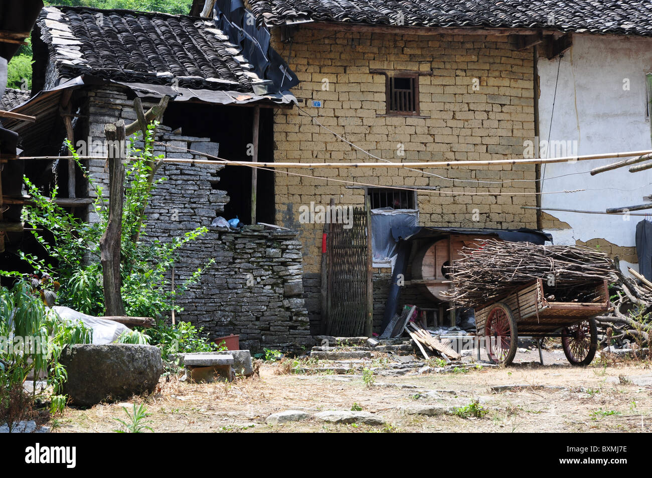 Old brick house in a small village, Southern China Stock Photo - Alamy