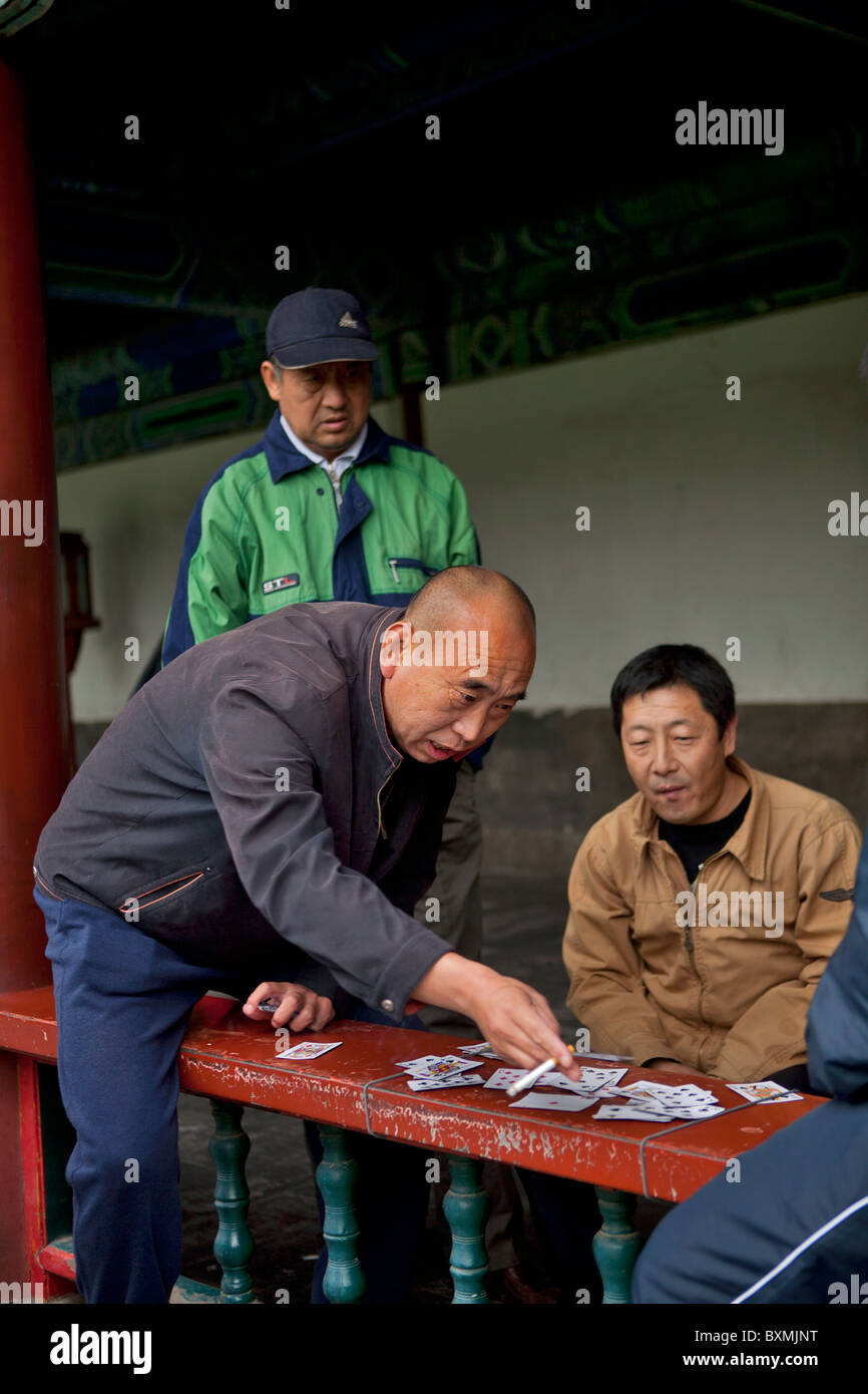 Old Chinese people playing cards outside Temple of Heaven 2010 Stock ...